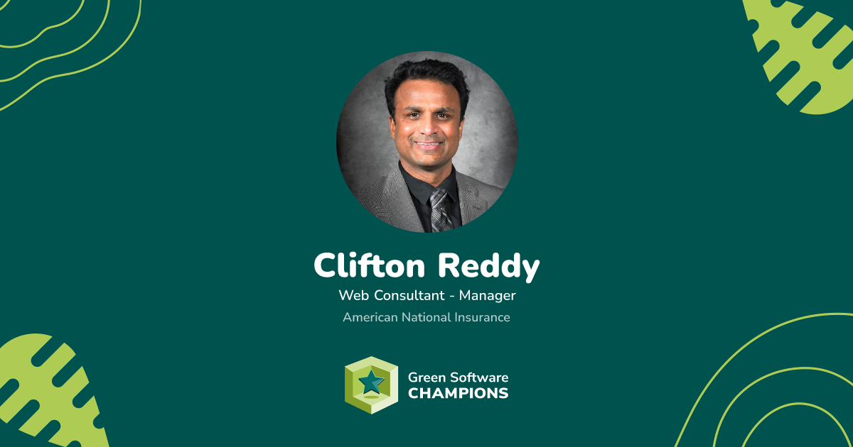 Clifton Reddy - Green Software Champion